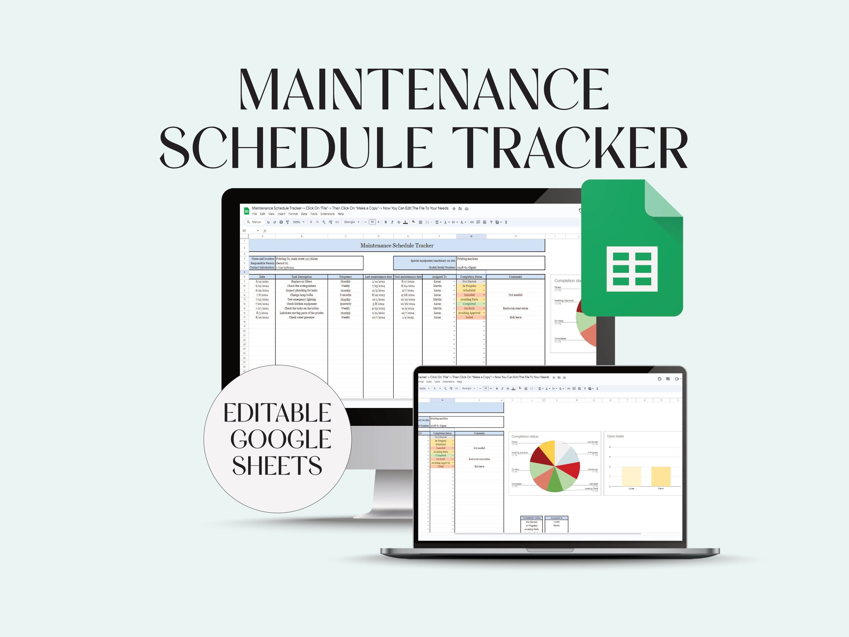 Maintenance Schedule Tracker, Maintenance Planner, Facilities ...