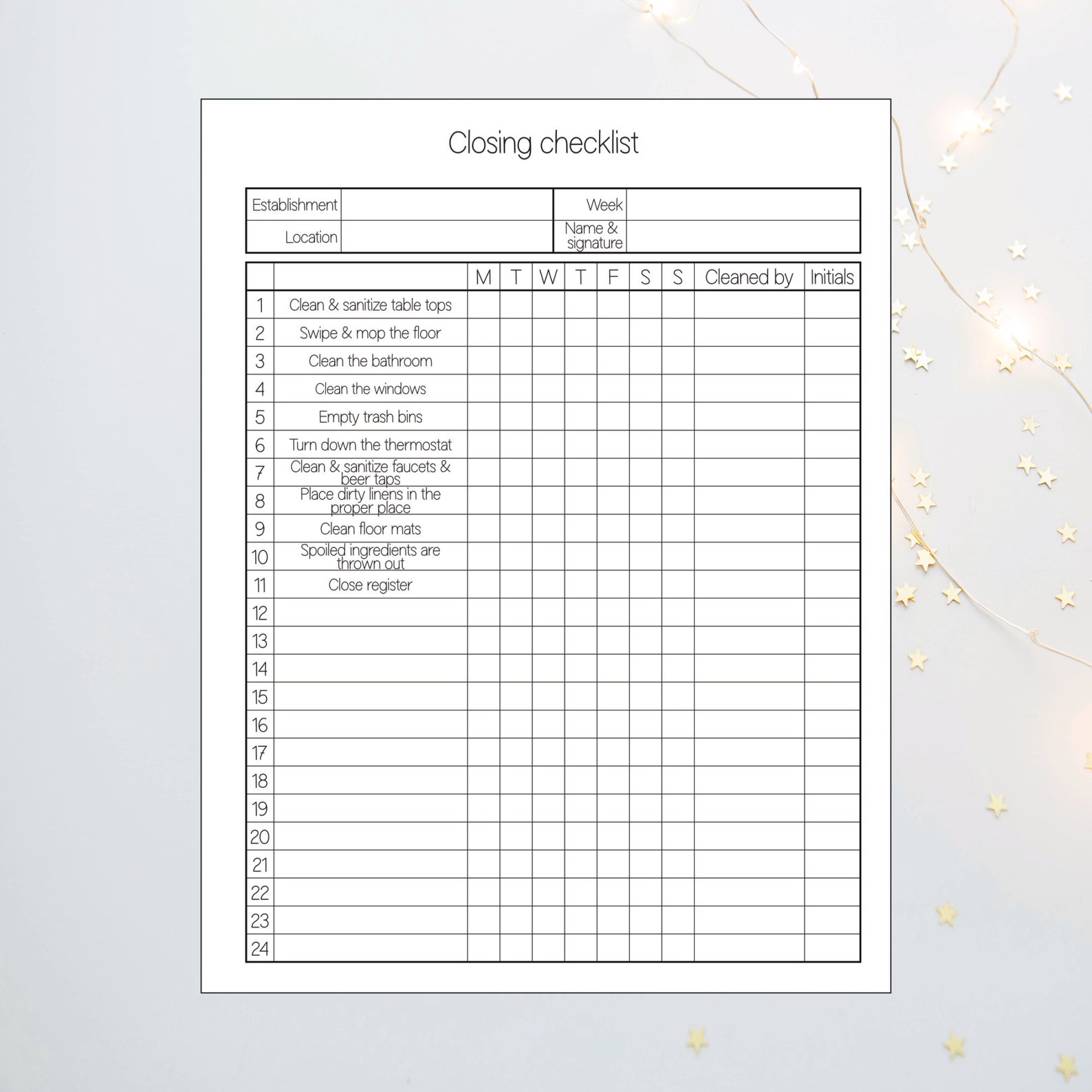Kitchen Cleaning Checklist Temperature Log Food Waste Log - Etsy