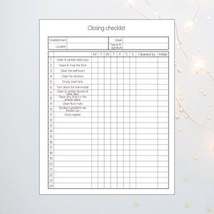 Kitchen Cleaning Checklist, Temperature Log, Food Waste Log, Food ...