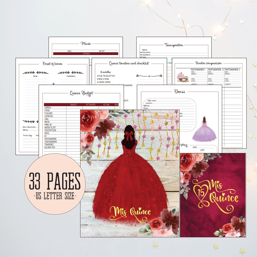 Quinceañera Planner Quince Planning Checklist Quinceañera - Etsy