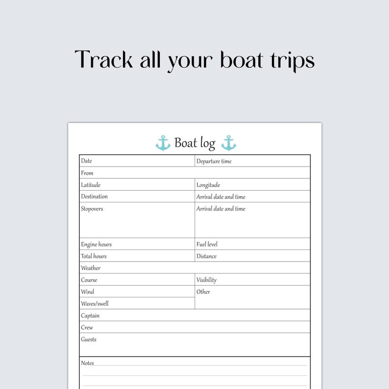 Boating Logbook, Boat Gift, Boat Log, Captain's Log, Motorboat, Sailing ...