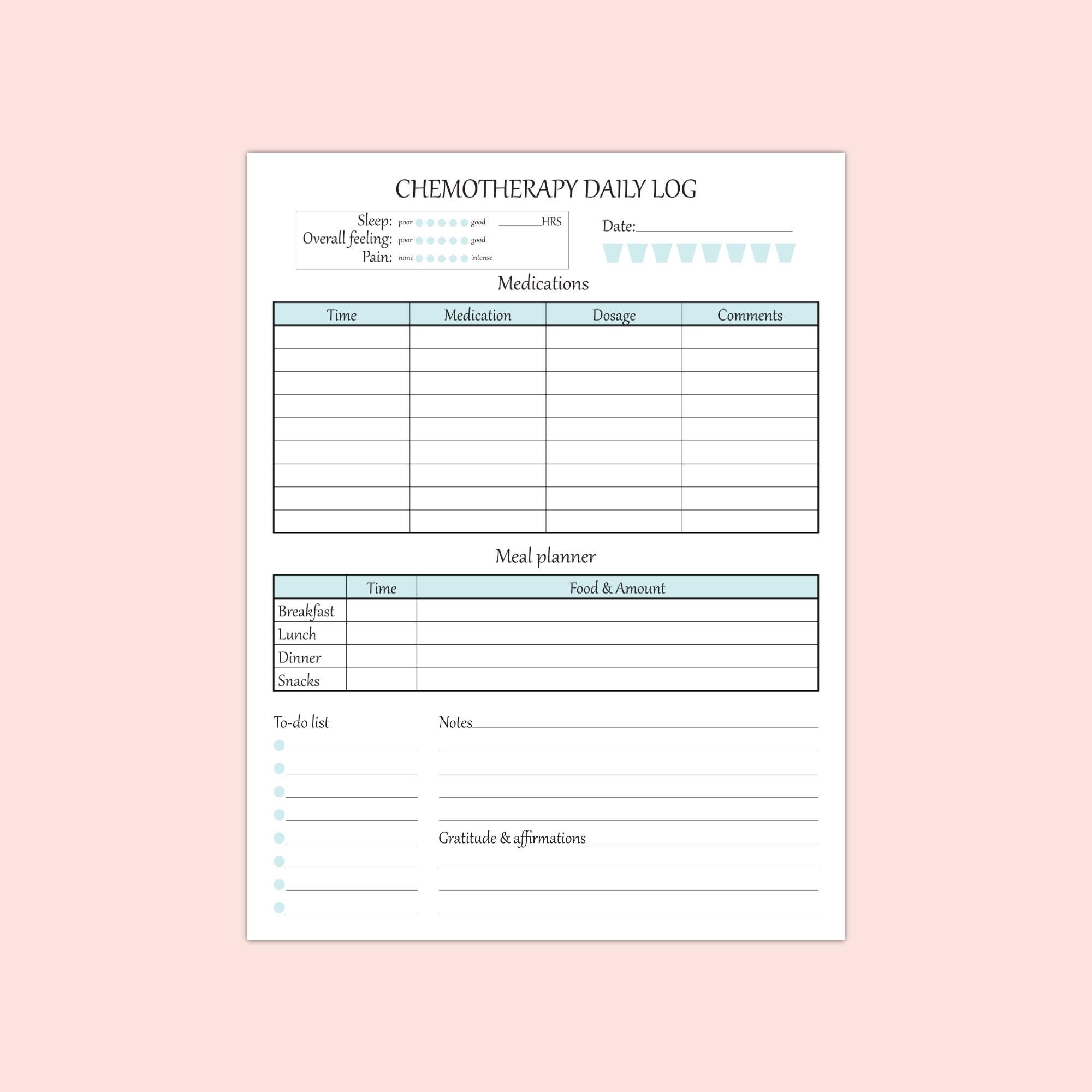 Chemo Tracker, Chemo Log, Chemotherapy Care, Cancer Digital Download ...