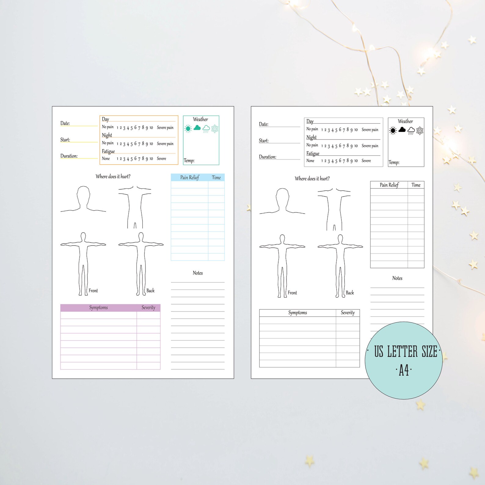 Pain Tracker Log - Printable Pain Diary, Instant Download for ...