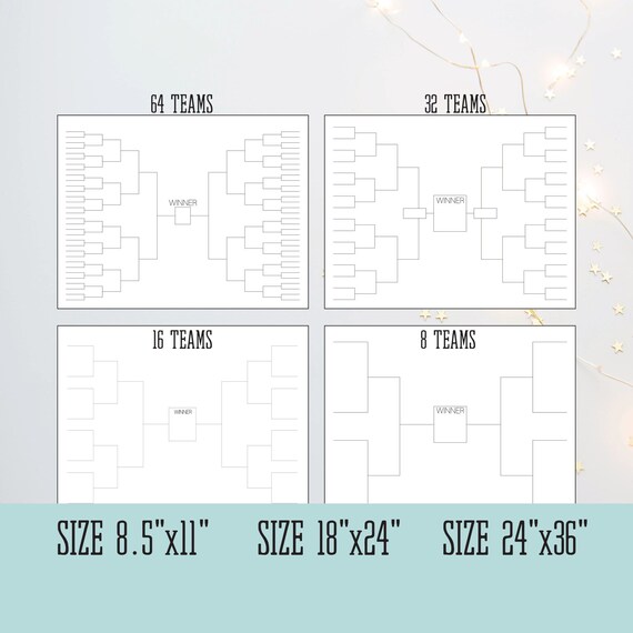 Sports Bracket Printable Tournament Bracket Template 8 16 - Etsy Ireland