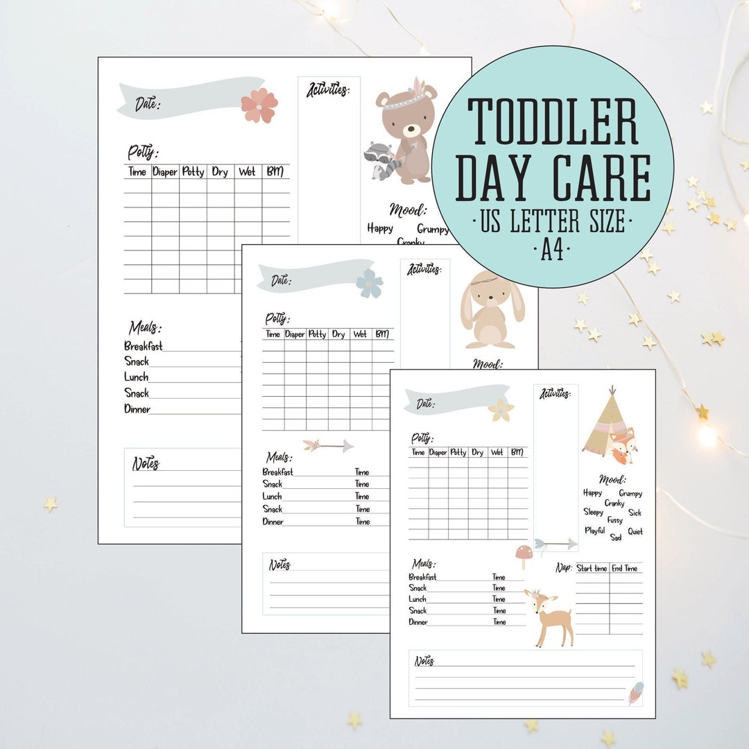 Toddler Log, Daily Toddler Report, Monitor Meals, Naps, Potty and Mood ...