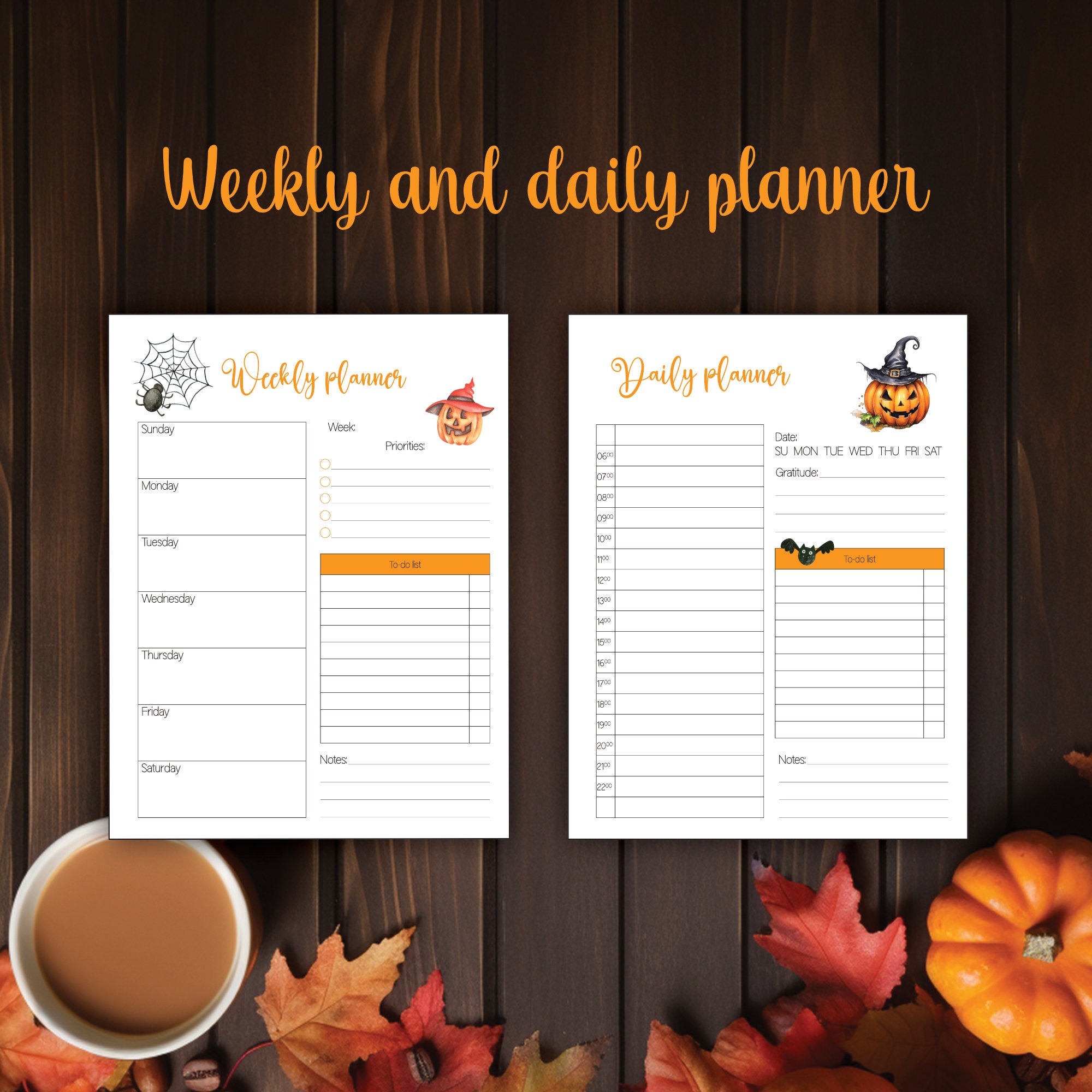 Halloween Planner Insert, Daily and Weekly Planner, Halloween Schedule ...