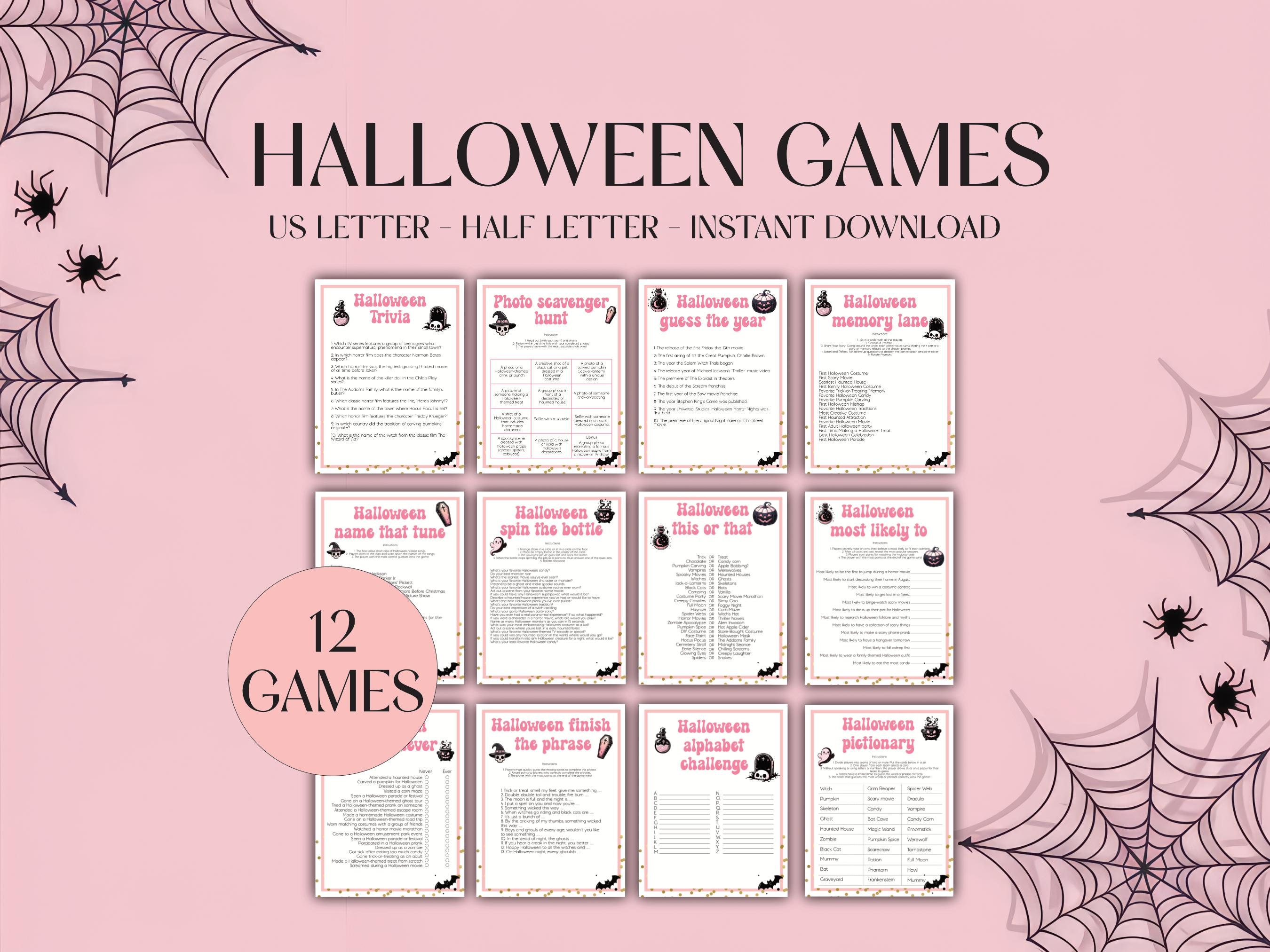 Halloween Games Bundle - Printable Pink Party Games for Adults & Teens ...