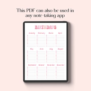 Birthday Tracker Printable - Pink Birthday Tracking Template | Birthday ...