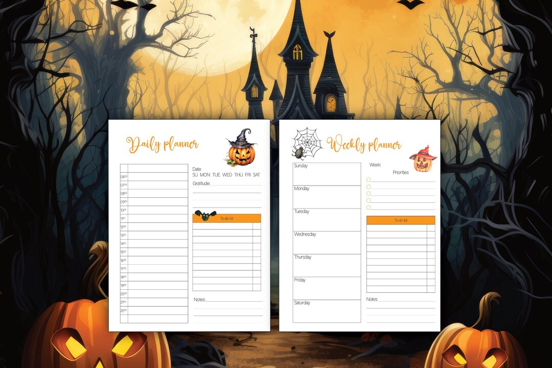 Halloween Planner Insert, Daily and Weekly Planner, Halloween Schedule ...
