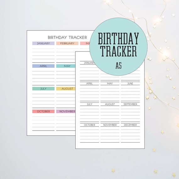 Birthday Tracker Date Keeper Important Dates Printable - Etsy