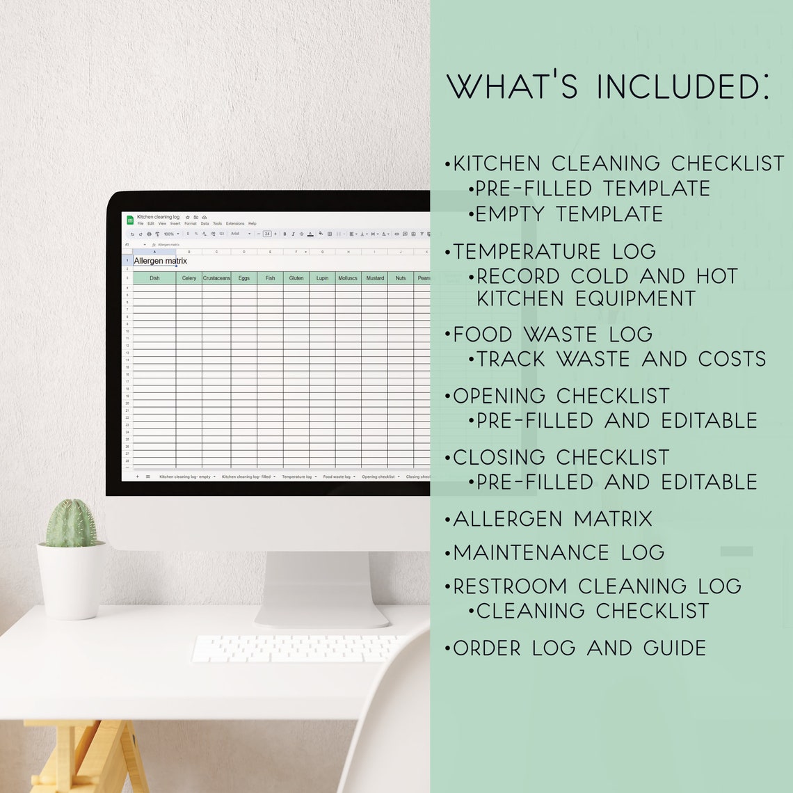 Editable Kitchen Cleaning Checklist, Google Sheets, Bundle for Food ...