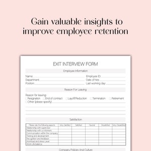 Exit Interview Form, Employee Resignation Feedback Survey, Departing Employee Questionnaire ...