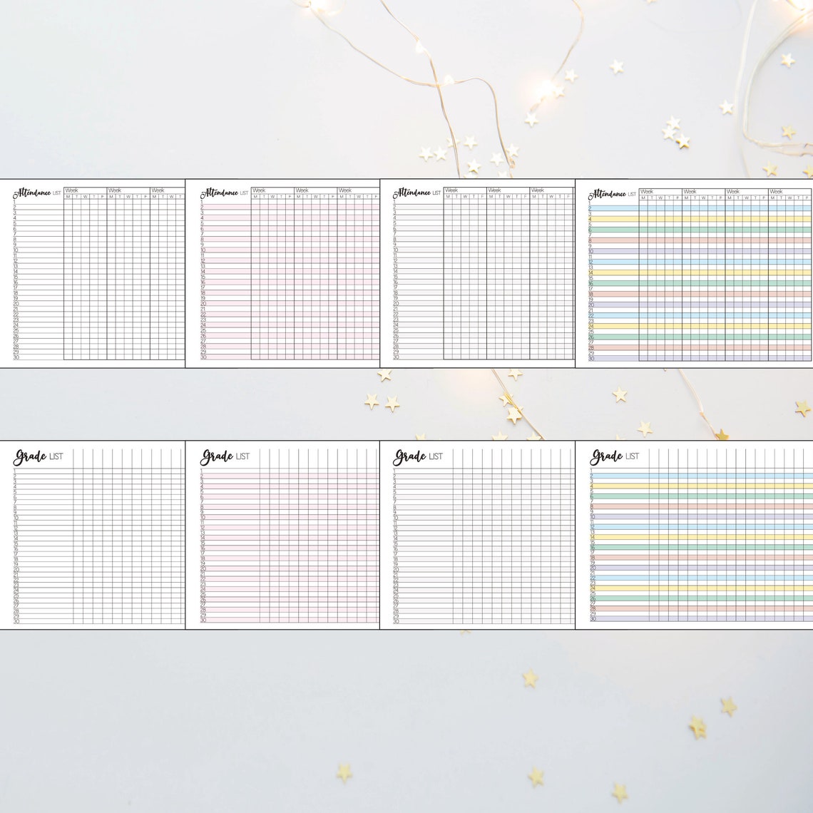 Teacher Gradebook Printable, Attendance Gradebook, Grade Sheet , Grade ...