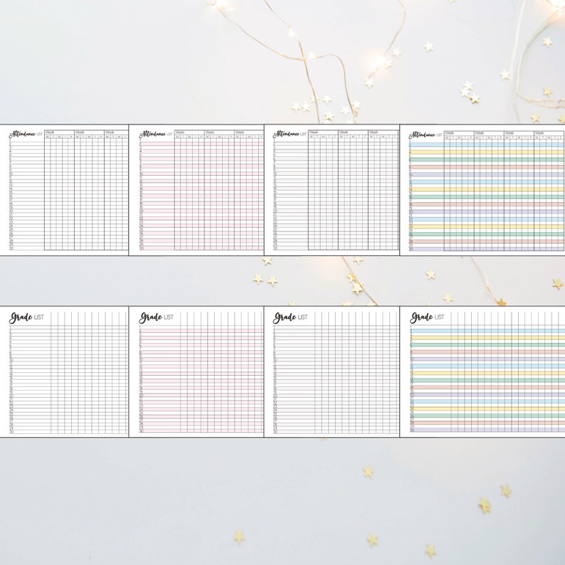 Teacher Gradebook Printable, Attendance Gradebook, Grade Sheet , Grade ...