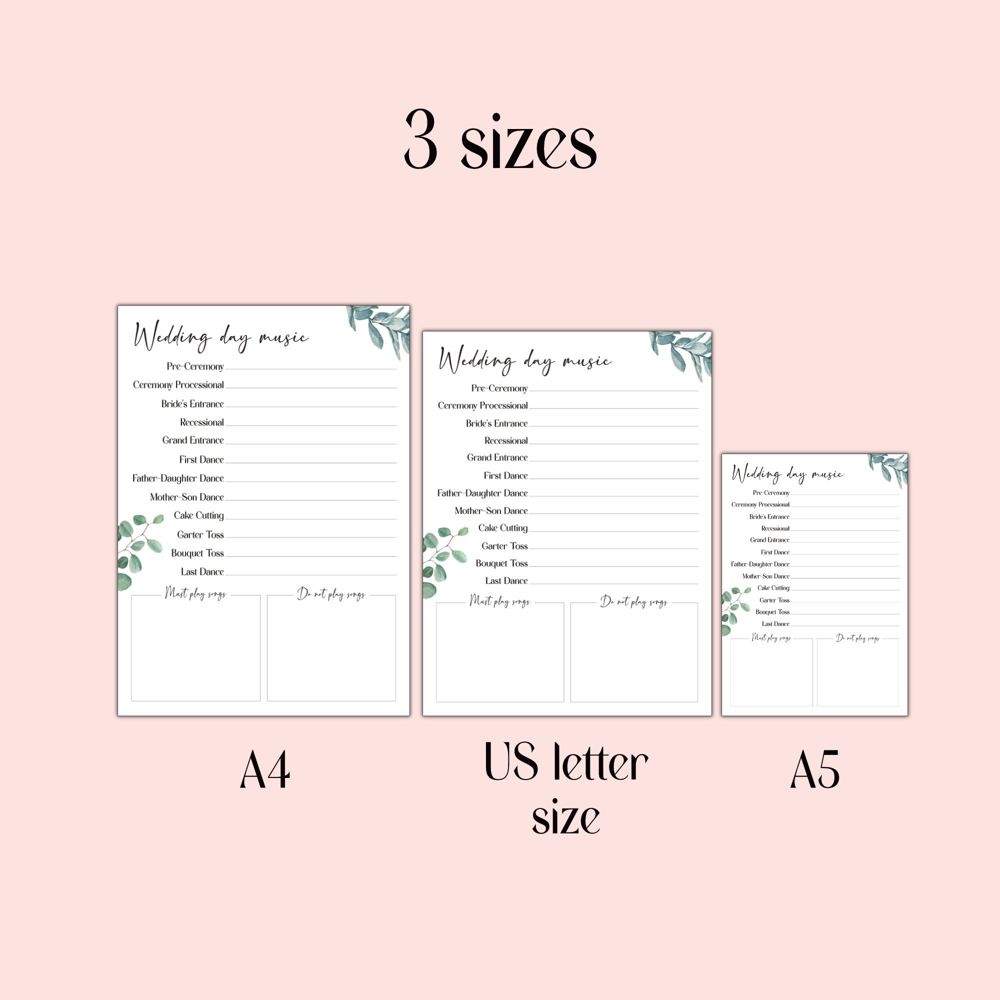 Wedding Song List Printable, Wedding Playlist, DJ Song List, Wedding ...