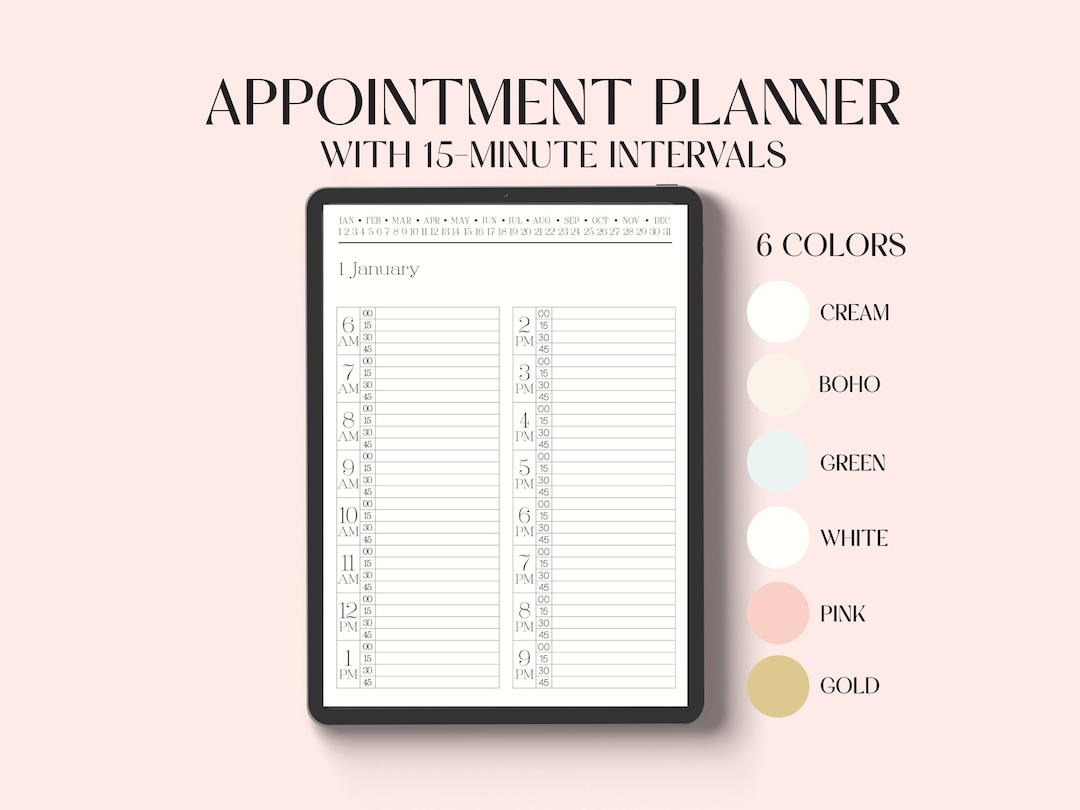 Digital Appointment Planner With 15-minute Intervals, Meeting Planner ...