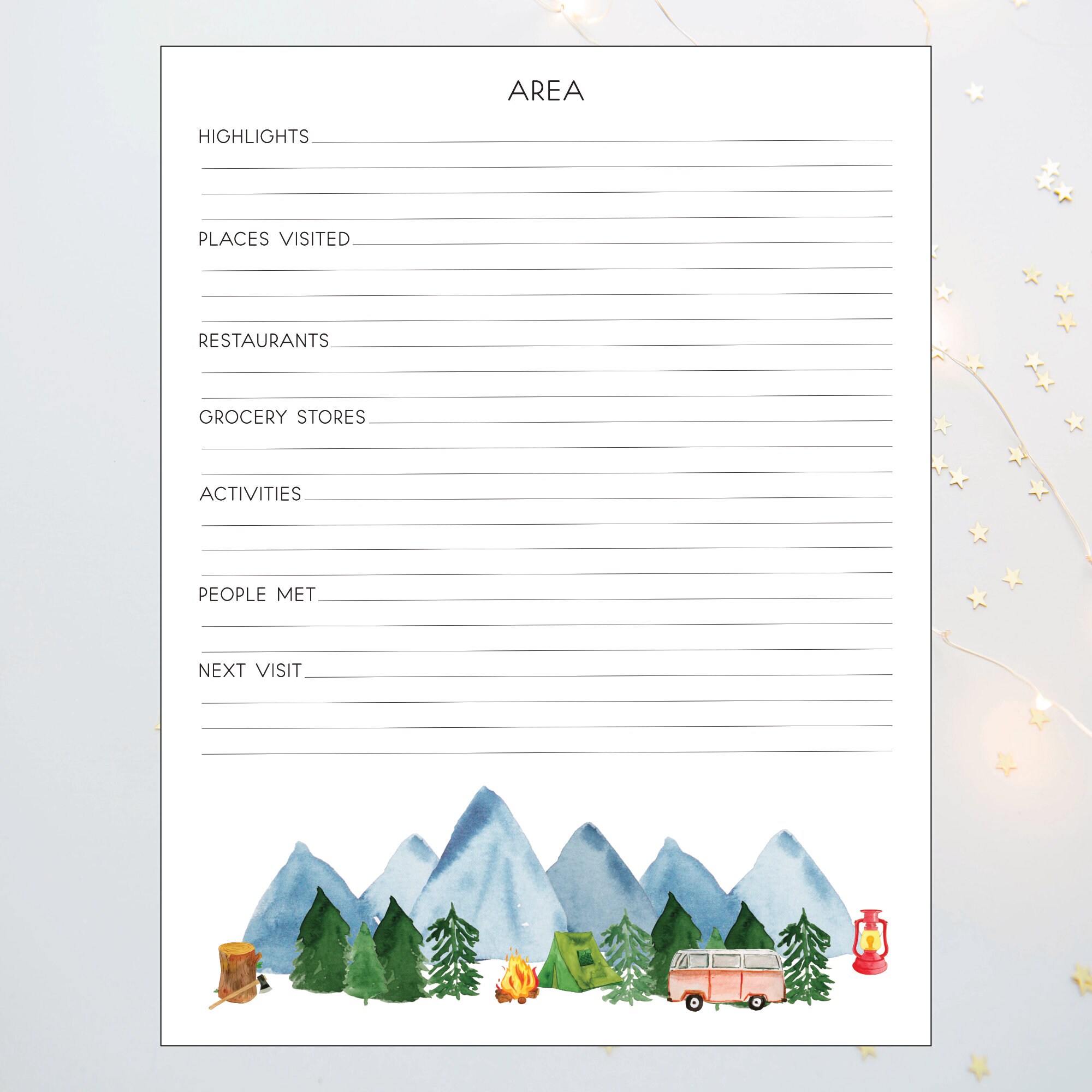 Campground Log, Printable Camping Journal, Camping Logbook, RV Travel ...