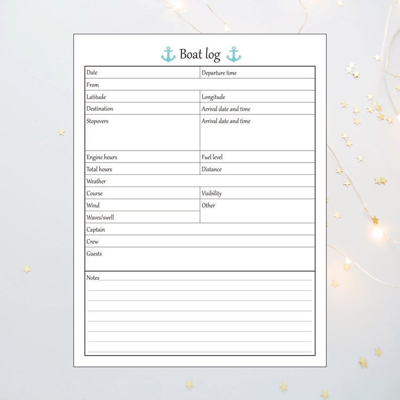 Boating Logbook, Boat Gift, Boat Log, Captain's Log, Motorboat, Sailing ...