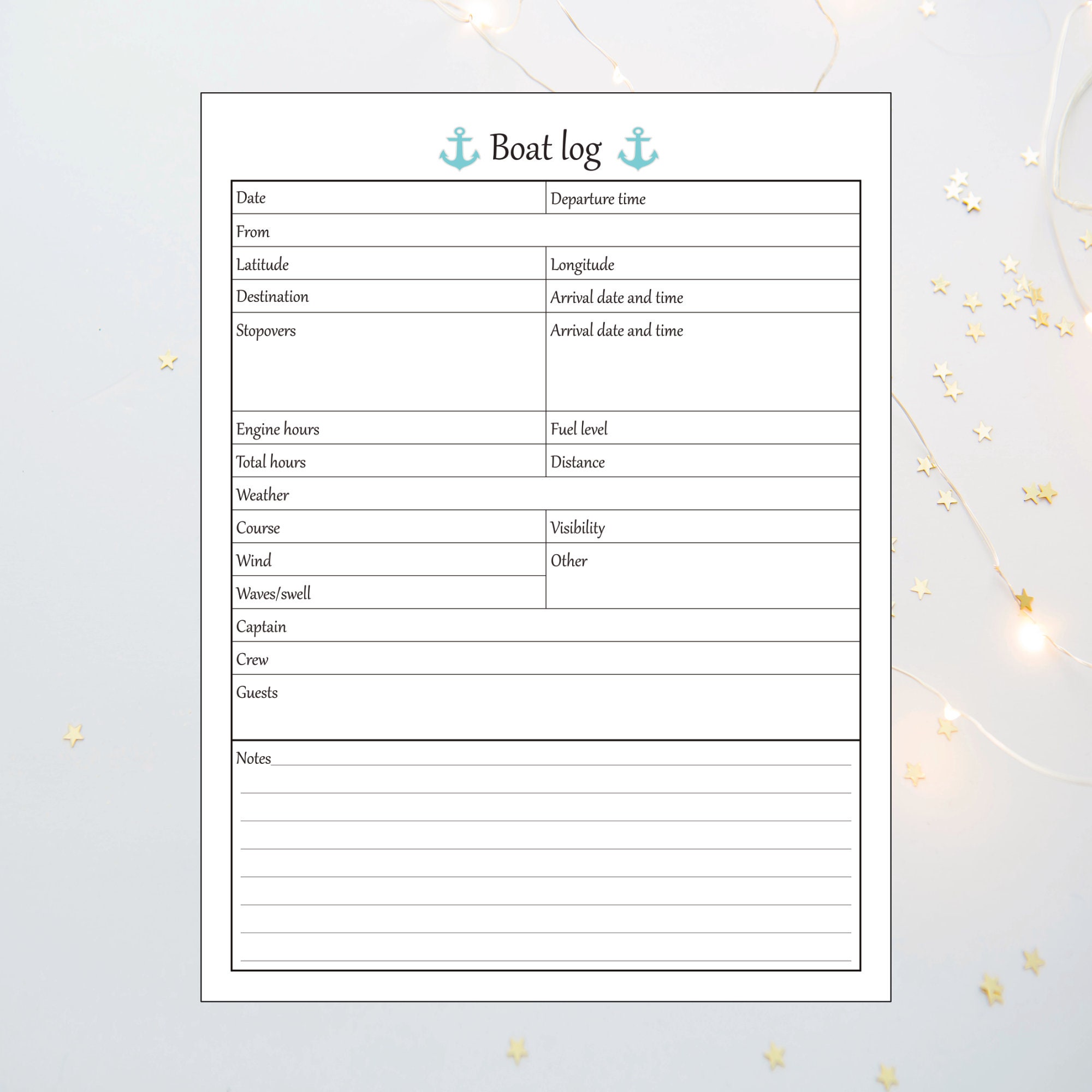 Boating Logbook, Boat Gift, Boat Log, Captain's Log, Motorboat, Sailing ...