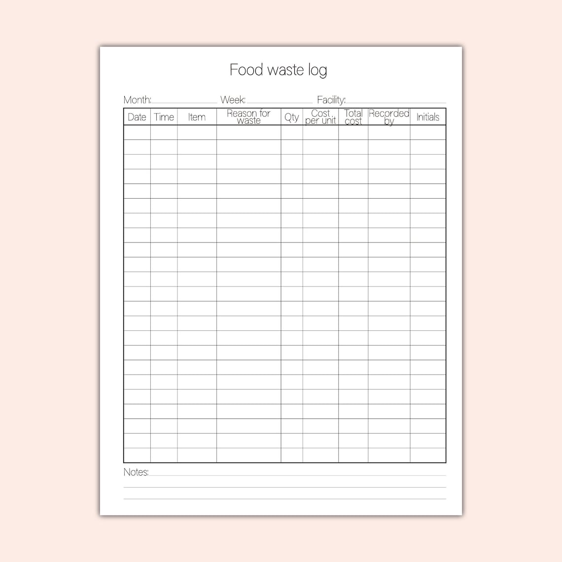 Food Safety Hygiene Record Sheets, Kitchen Cleaning Checklist ...