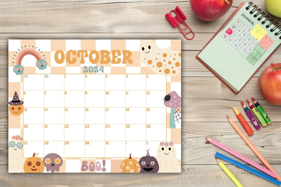 Printable October Calendar 2024, Fillable Halloween Monthly Schedule ...