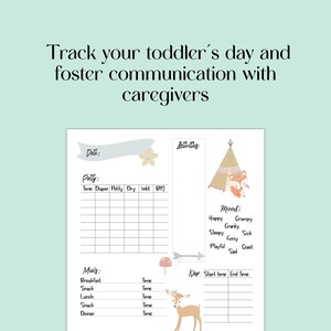 Toddler Log: Daily Report for Meals, Naps, Potty and Mood | Instant ...