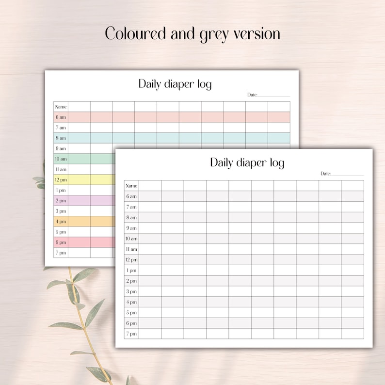Diaper Changing Tracker Printable, Daily Diaper Log & Classroom Chart ...