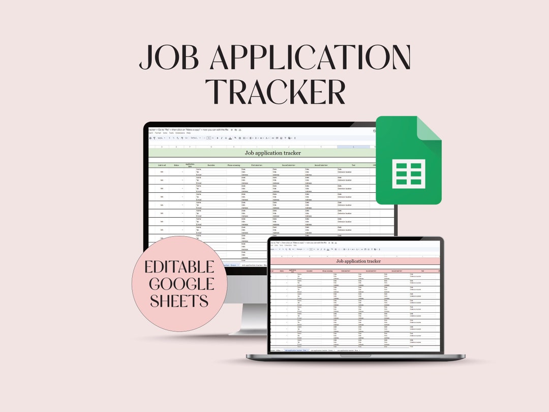 Job Application Tracker, Editable Google Sheets Job Search Application ...
