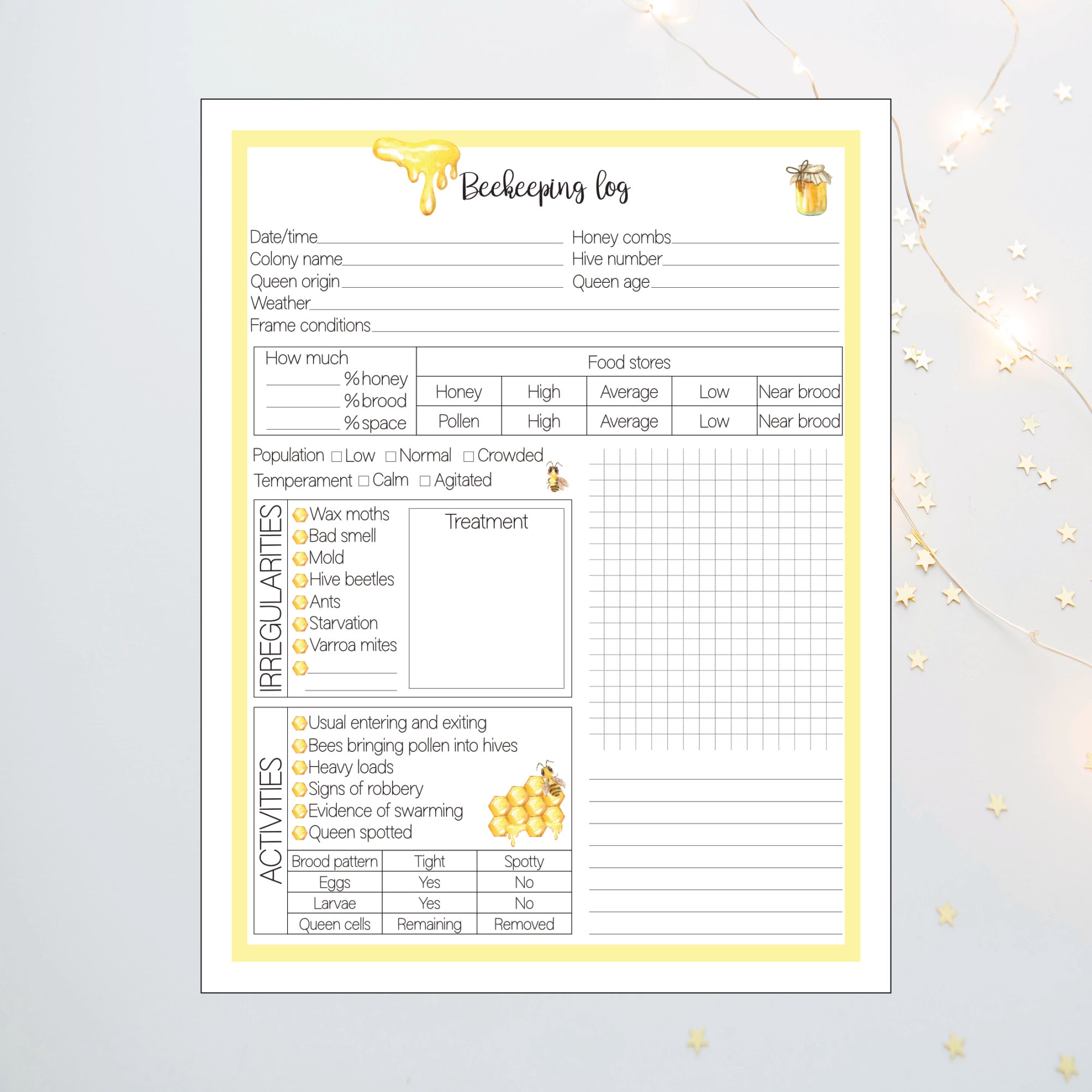 Beekeeping Log, Printable Beekeeping Logbook, Beekeeper's Journal ...