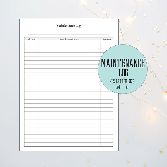 Maintenance Log Printable Track Maintenance and Repairs - Etsy