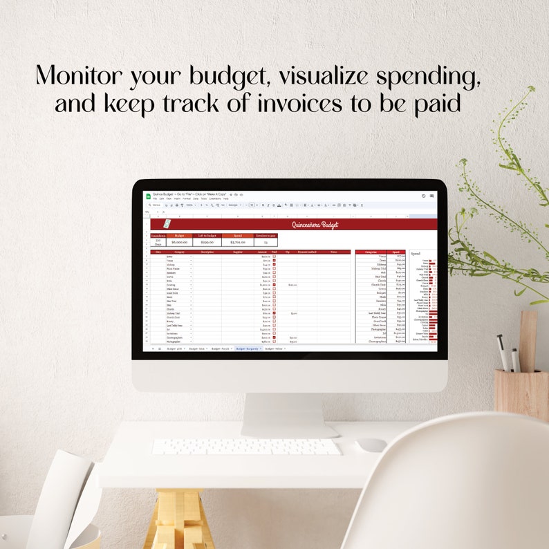 Quinceañera Budget Planner, Editable in Google Sheets, Quince Budgeting ...