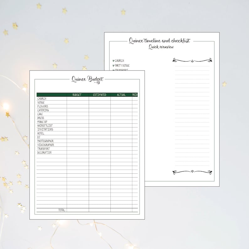 Quinceañera Planner, Quince Planning Checklist, Quinceañera Templates ...