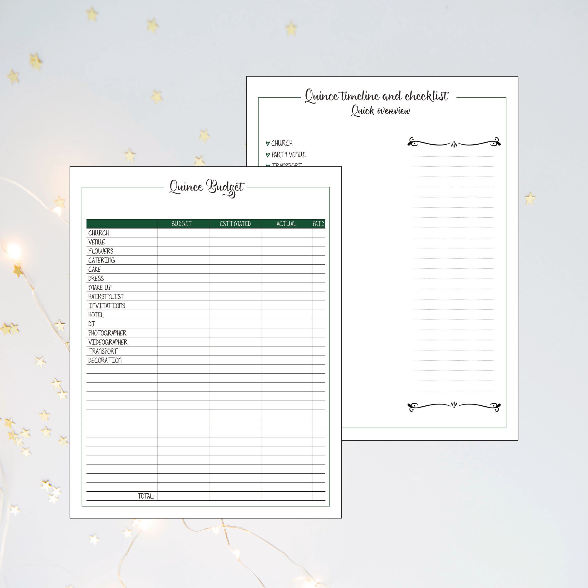 Quinceañera Planner, Quince Planning Checklist, Quinceañera Templates ...