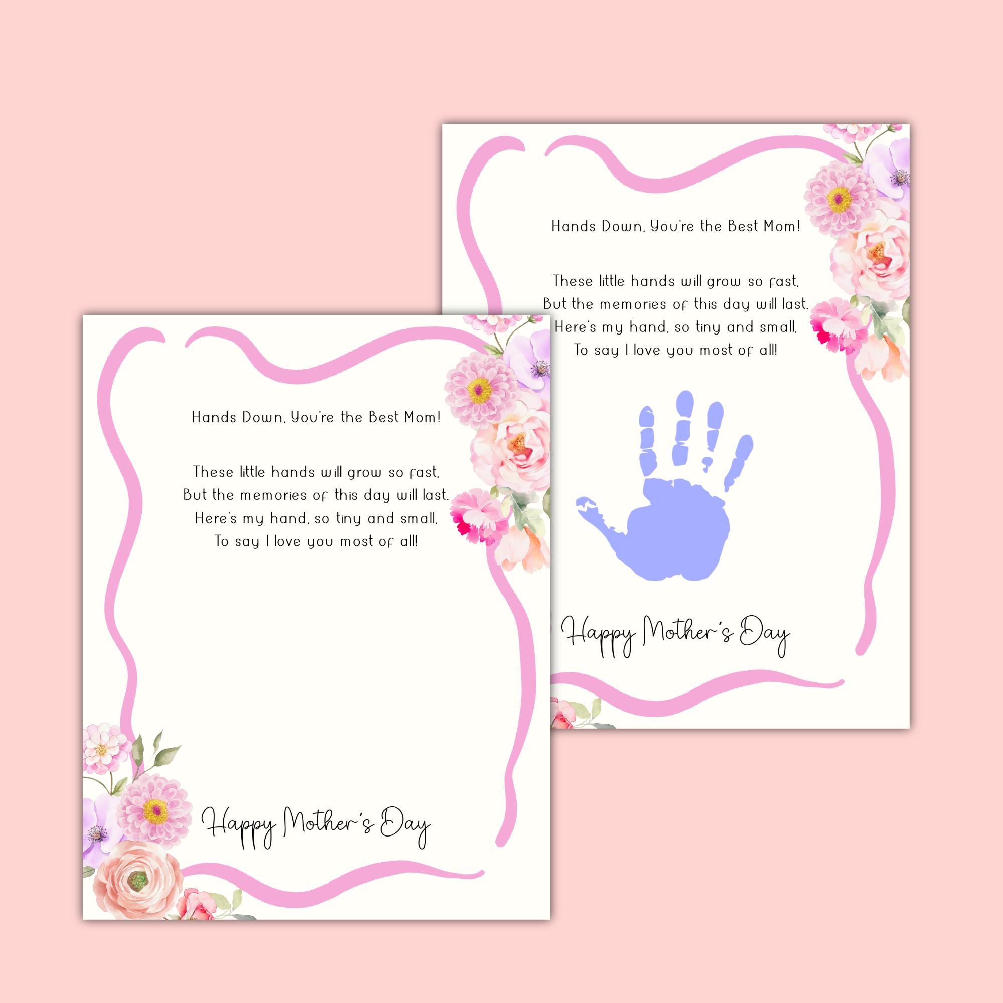 Mother's Day Handprint Template, Printable Mom Handprint Art, Instant ...