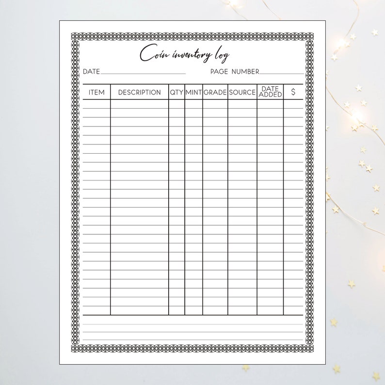 Coin Collection, Coin Inventory, Collectible Coin Inventory Log ...