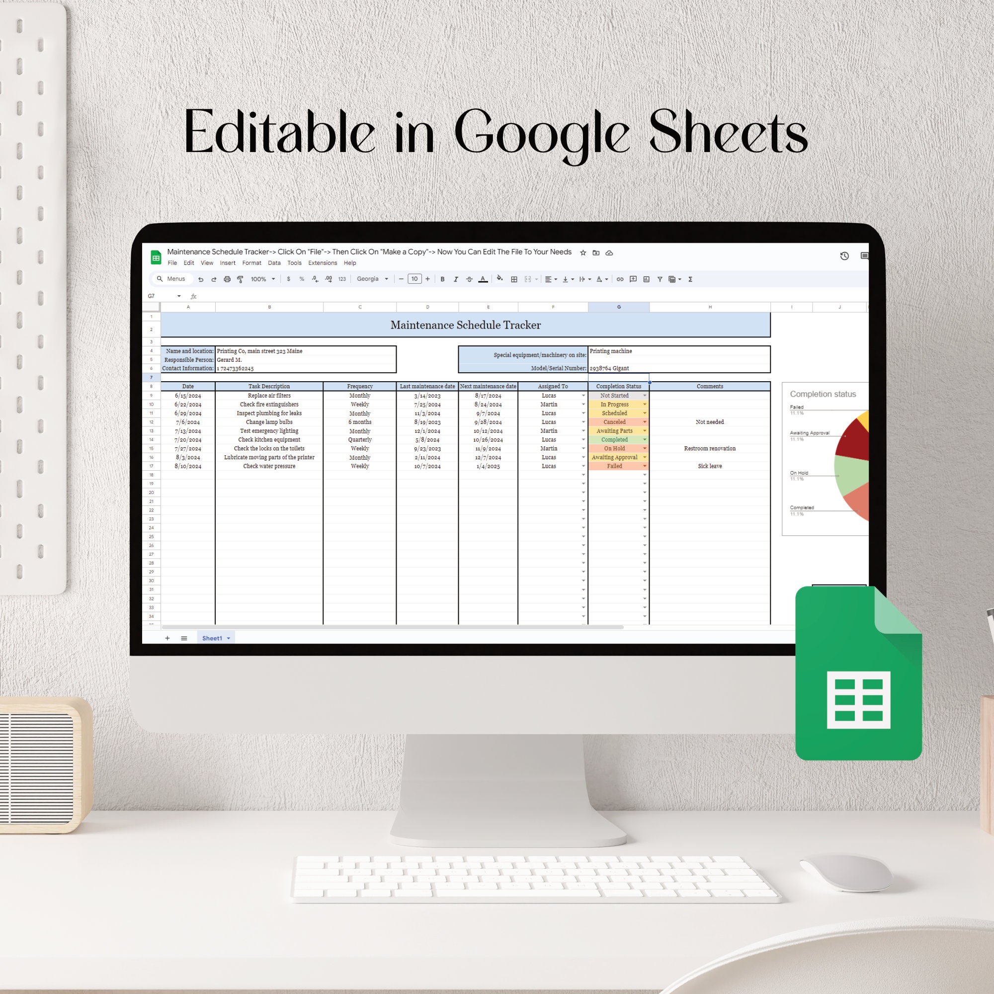 Maintenance Schedule Tracker, Maintenance Planner, Facilities ...