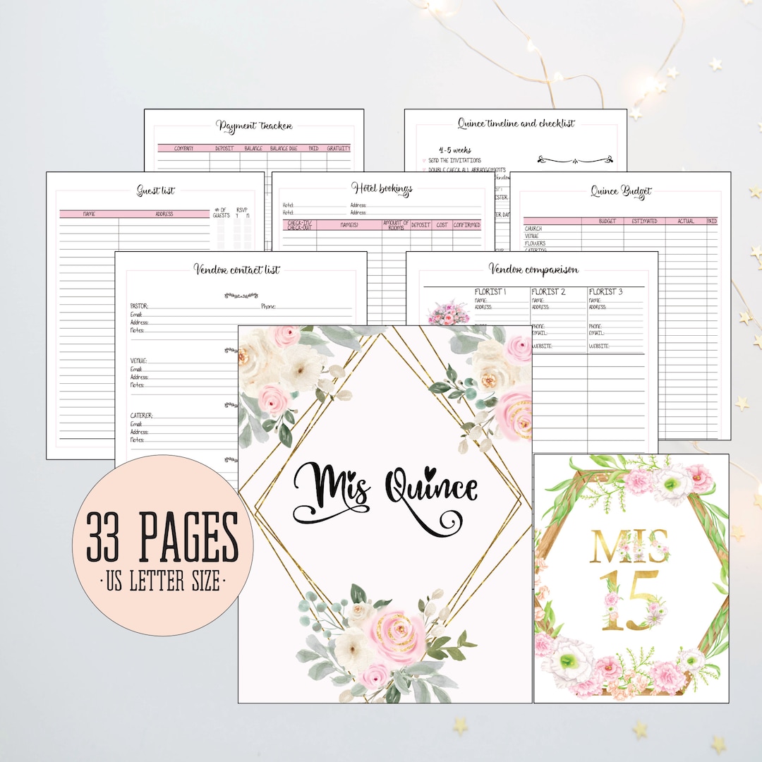 Quinceañera Planner, Quince Planning Checklist, Quinceañera Templates ...