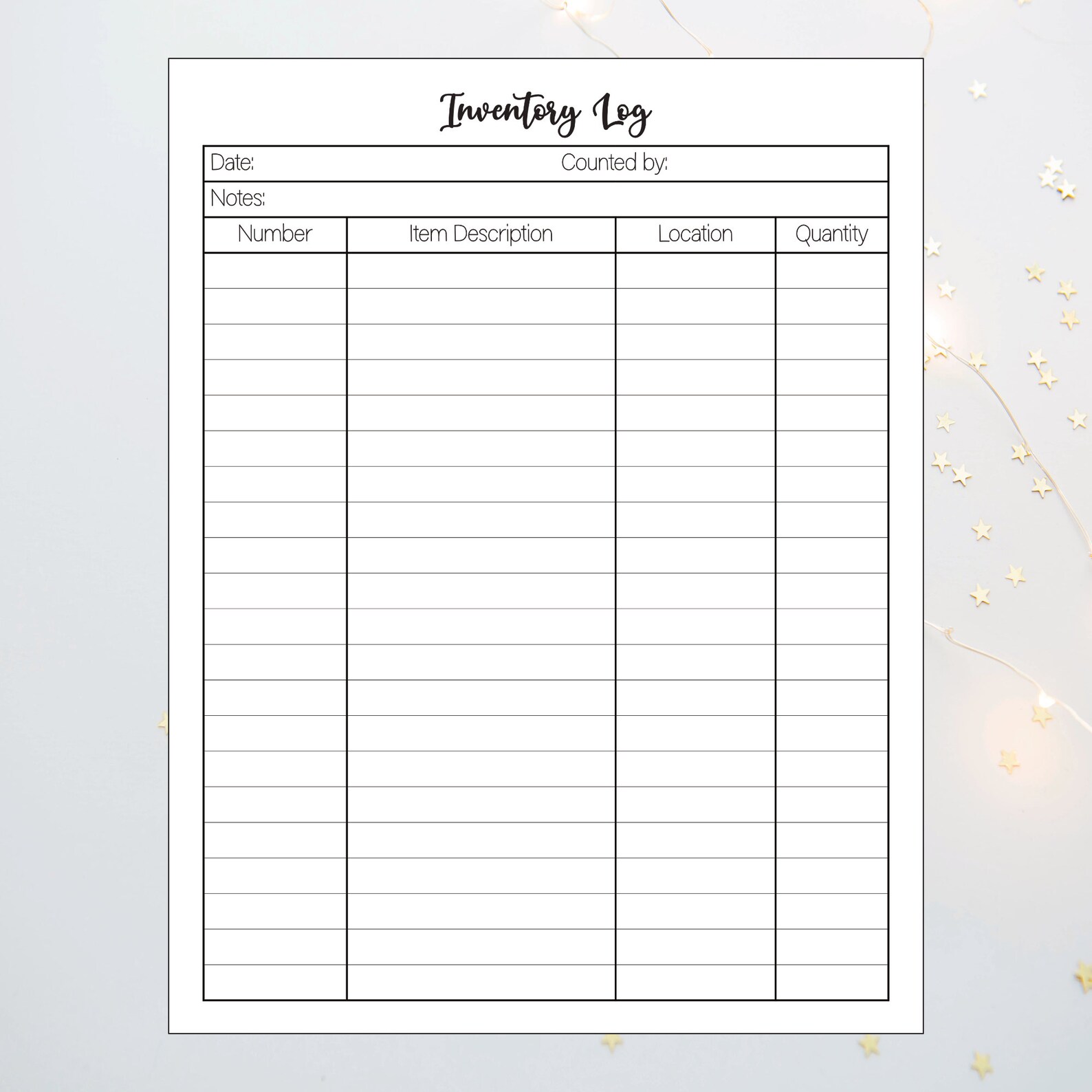 Printable Inventory List Inventory Log Inventory Tracker | Etsy