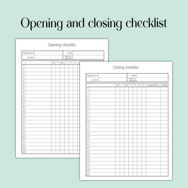 Food Safety Hygiene Record Sheets, Kitchen Cleaning Checklist ...