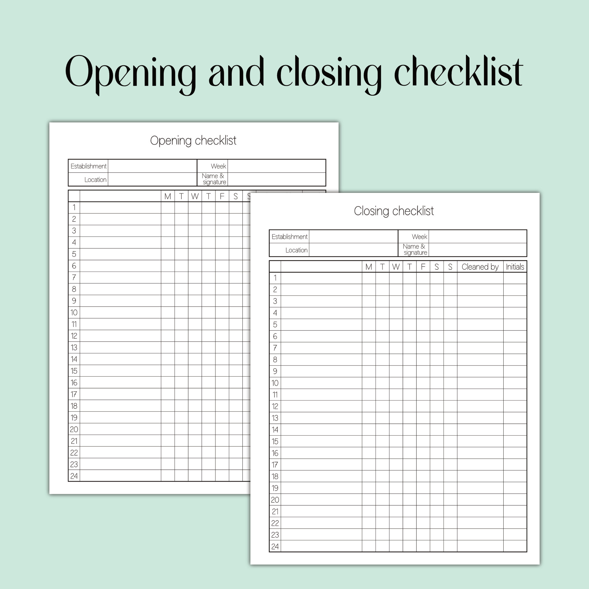 Food Safety Hygiene Record Sheets, Kitchen Cleaning Checklist ...