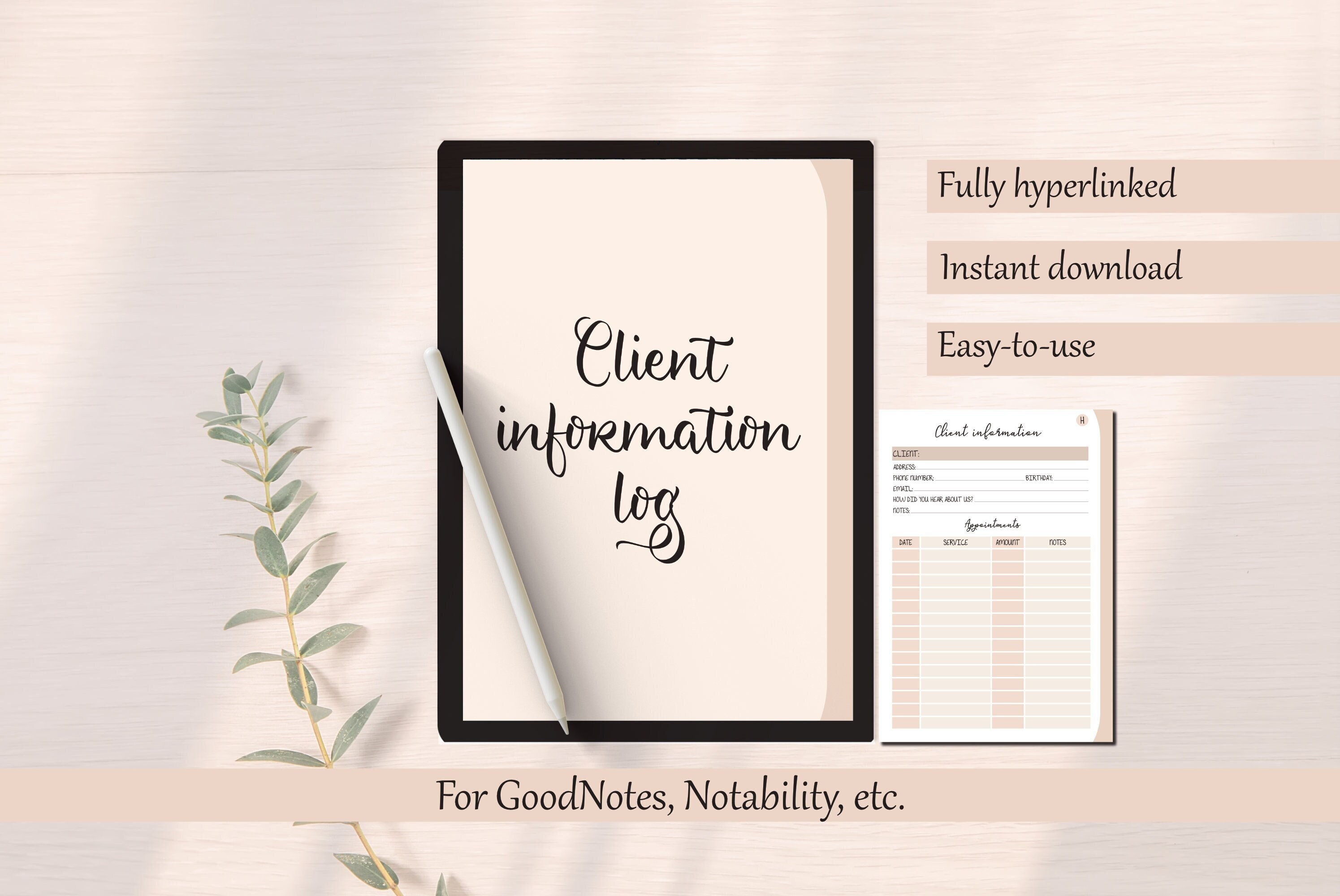 Client Information Form, Digital Client Information Sheets for Tablets ...