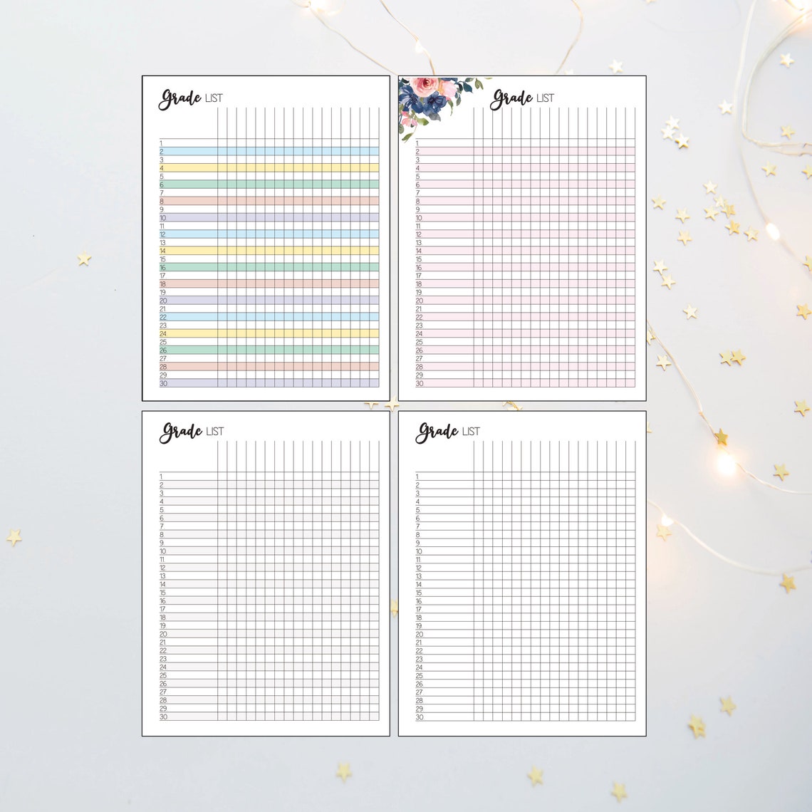 Teacher Gradebook Printable, Attendance Gradebook, Grade Sheet , Grade ...