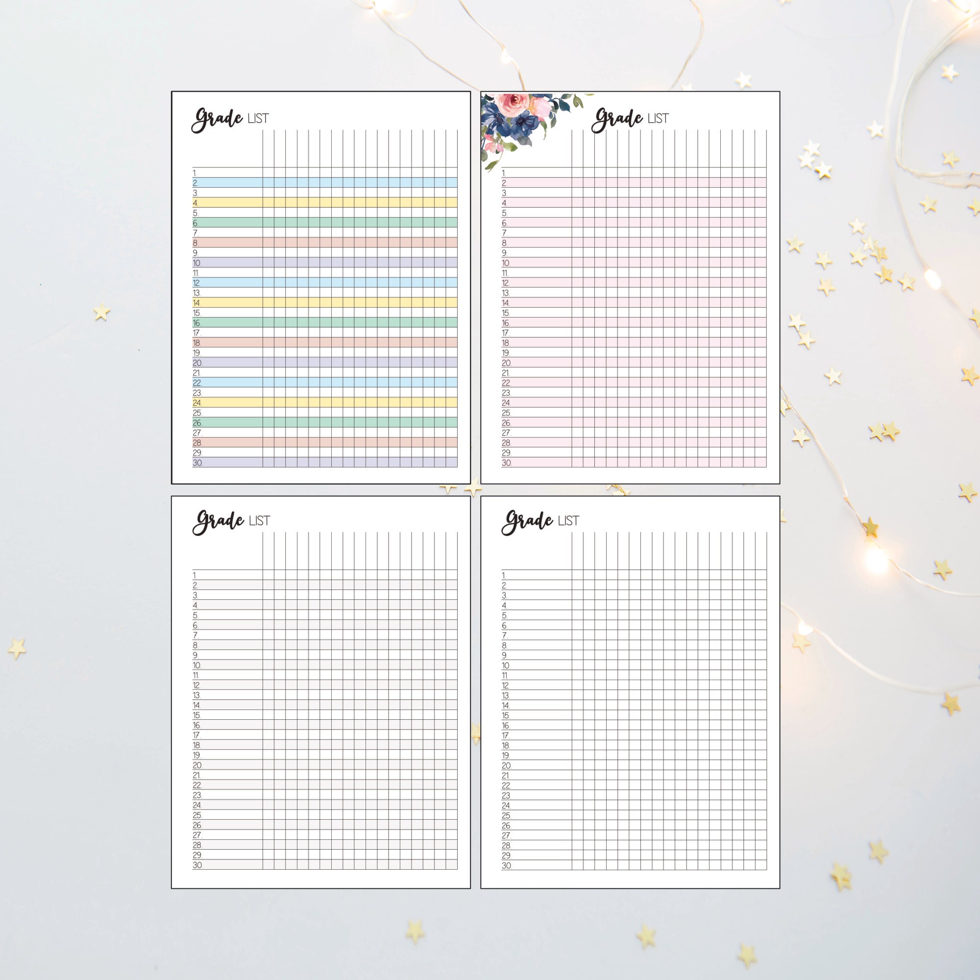 Teacher Gradebook Printable, Attendance Gradebook, Grade Sheet , Grade ...