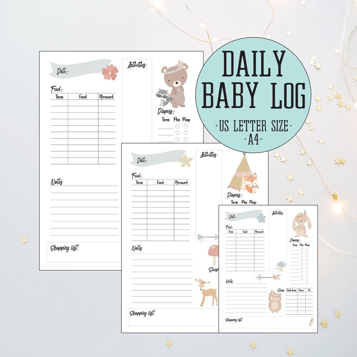 Printable Baby Log Daily Baby Report Printable Nanny Log - Etsy