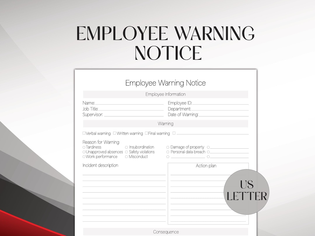 Employee Warning Notice, Written Warning Template, Work Policy Forms ...
