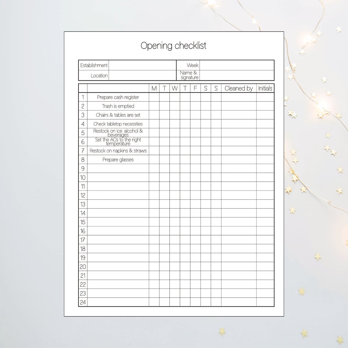 Kitchen Cleaning Checklist, Temperature Log, Food Waste Log, Food ...