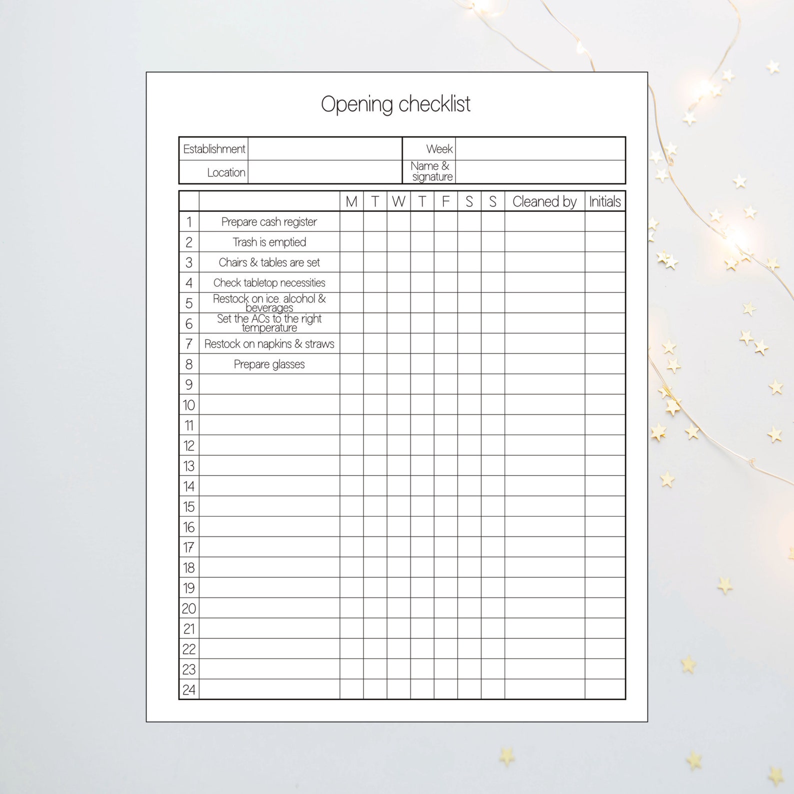 Kitchen Cleaning Checklist, Temperature Log, Food Waste Log, Food ...