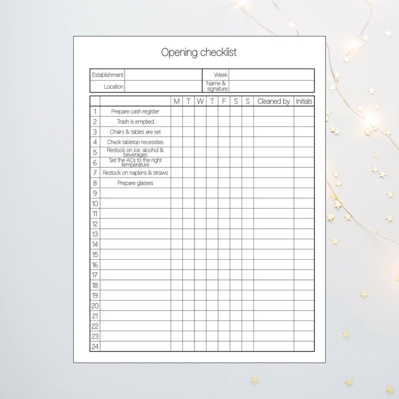 Kitchen Cleaning Checklist, Temperature Log, Food Waste Log, Food ...