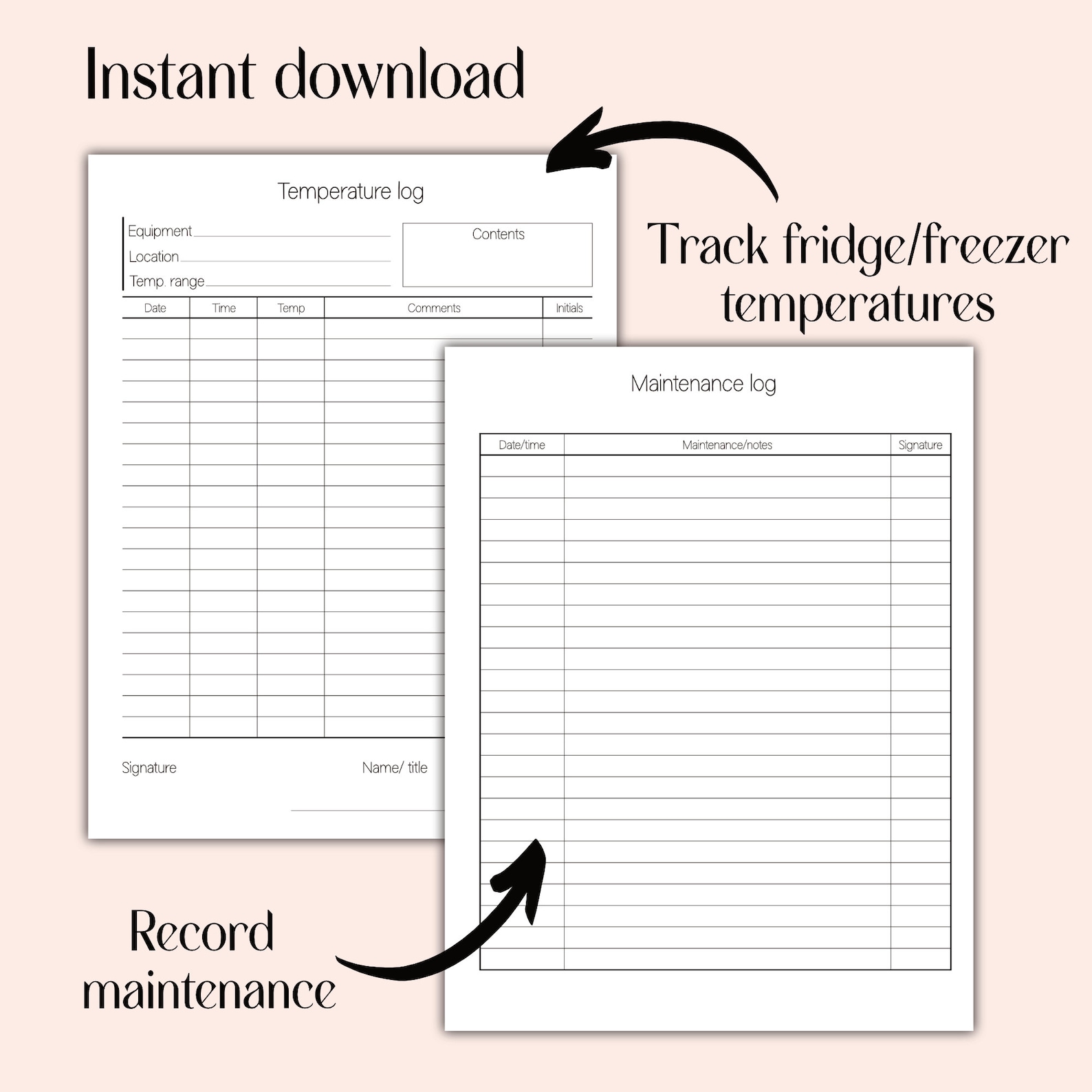 Food Safety Hygiene Record Sheets, Kitchen Cleaning Checklist ...
