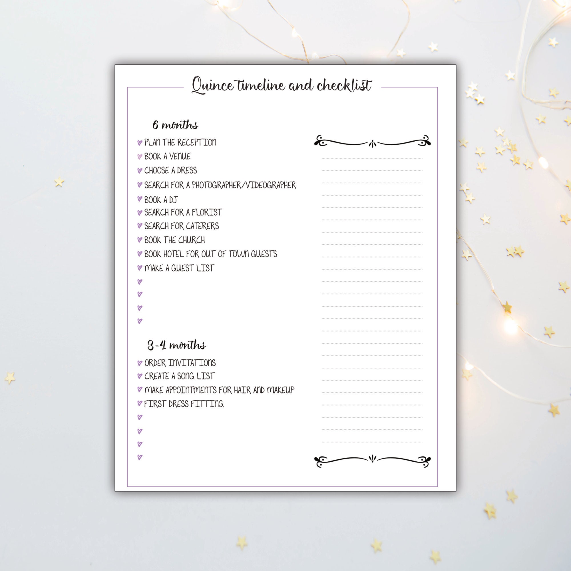 Quinceañera Planner, Quince Planning Checklist, Quinceañera Templates ...